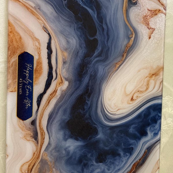 Blue Ocean Marble-design Glass Cutting Board Charcuterie Board ...