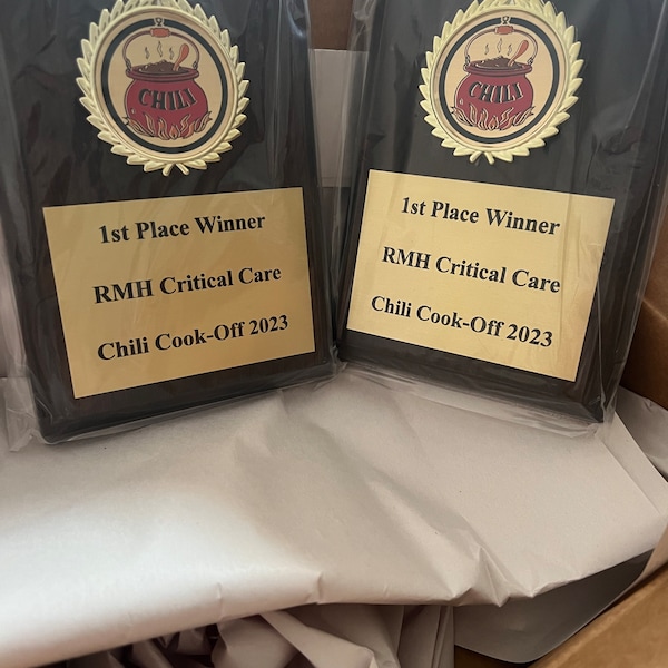 Customized 5x7 Custom Wood Finish Flaming Hot Chili Pot Awards - Chili ...