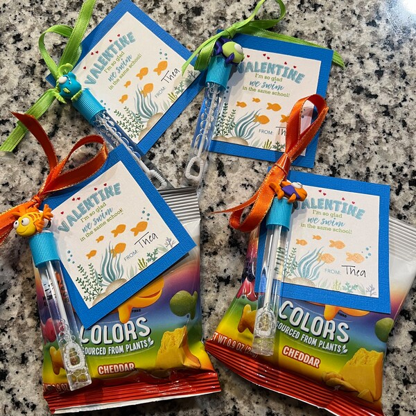 Printable Valentine I'm so Glad We Swim in the Same School Tag, Fish ...