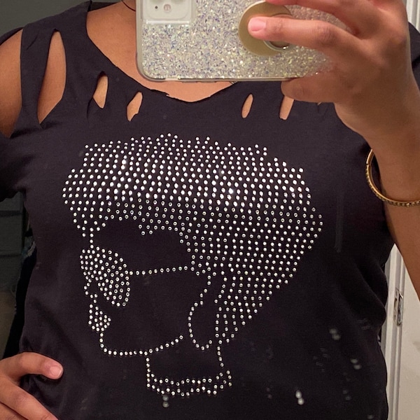 Short Afro Lady 10ss Rhinestone SVG, Short Afro Lady SVG, Natural Svg ...