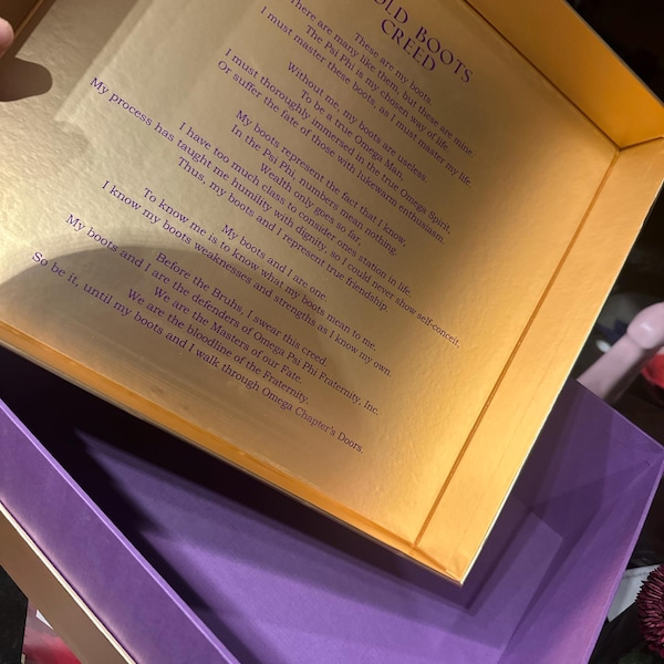 Omega Psi Phi Keepsake Boot Box: Gold & Purple Fraternity Gift - Etsy