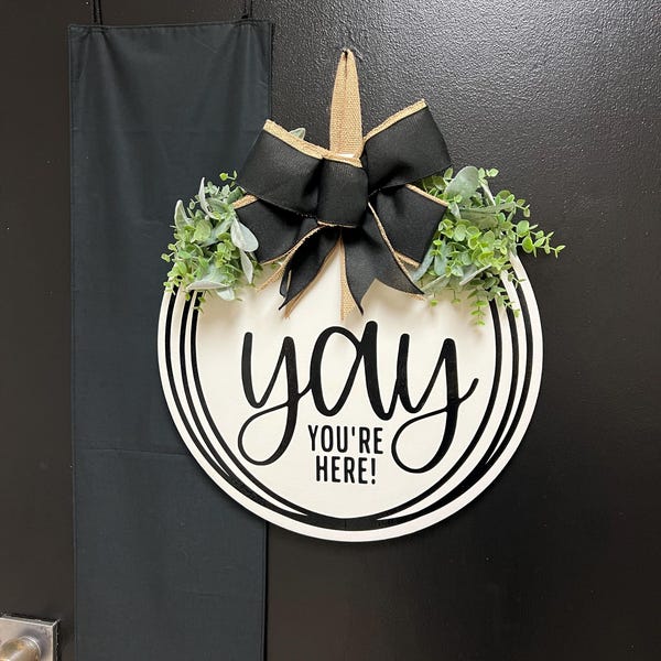Front Door Decor | Yay You're Here! | Front Door Wreath | Year Round ...