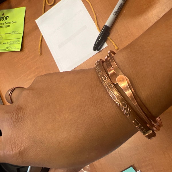 Dainty Copper Bracelet, Minimalist Jewelry, Adjustable Paddle Bangle, Wrap Bracelet, Boho ...