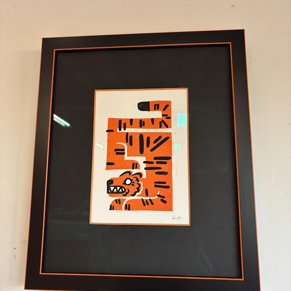 Tiger Geometric Lino Block Print - Etsy