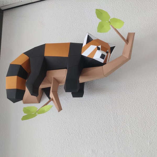 Red Panda Lazy in a Tree Paper Sculpture,printable PDF Template ...