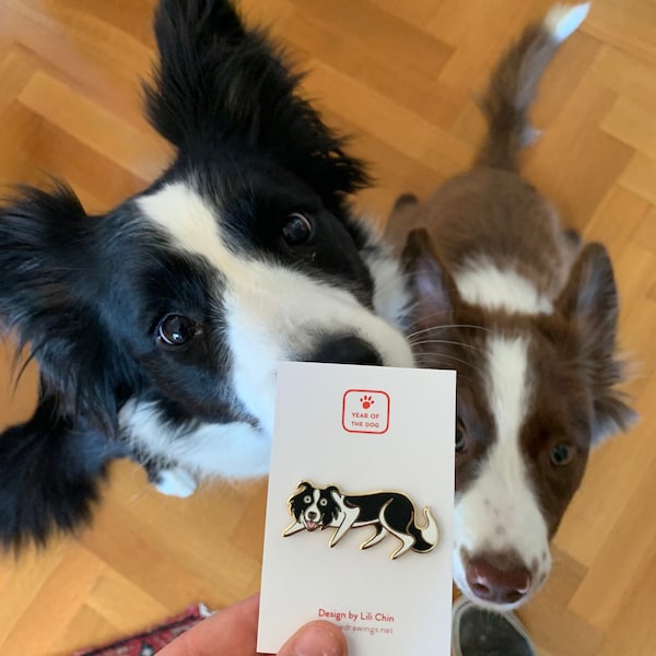 Border Collie / Herder - Dog Enamel Pin - Etsy