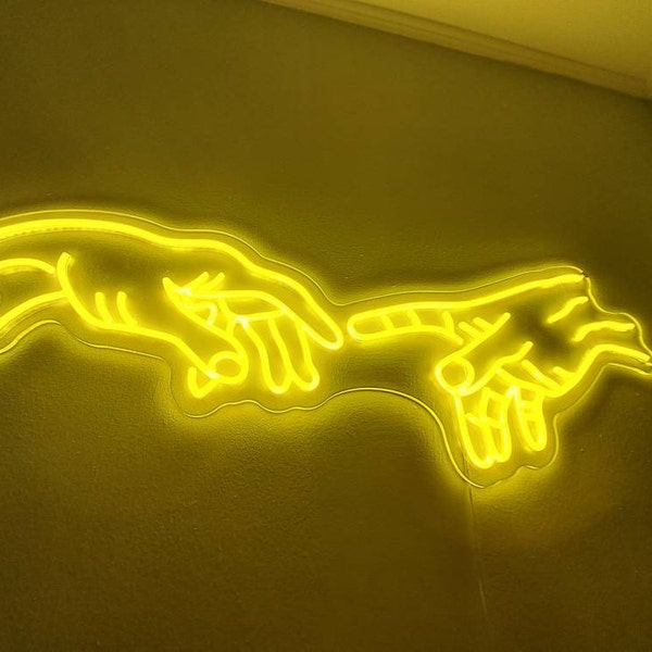 Hands of God Neon Sign, Hand of God Wall Art Neon Sign, Interior ...