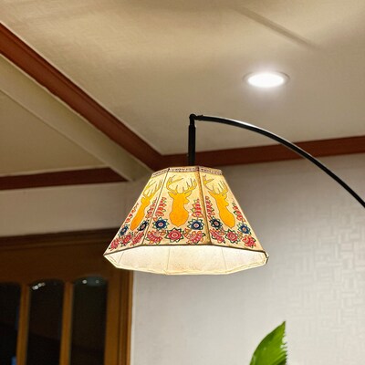 Large Floor Lamp Shade in Vintage Style Plain Hand Painted Leather ...