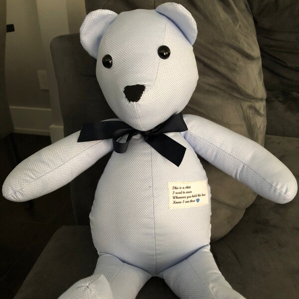 Memory Bear, Keepsake Teddy Bear, Custom Made Memory Bear Loved Ones ...