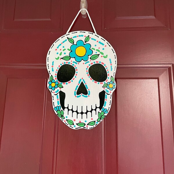 SUGAR SKULL Dia De Los Muertos Day of the Dead SIGN Wall Door Plaque ...