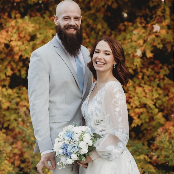Faux Bridal Bouquet With White Flowers and Anemones, Bridesmaid Bouquet ...