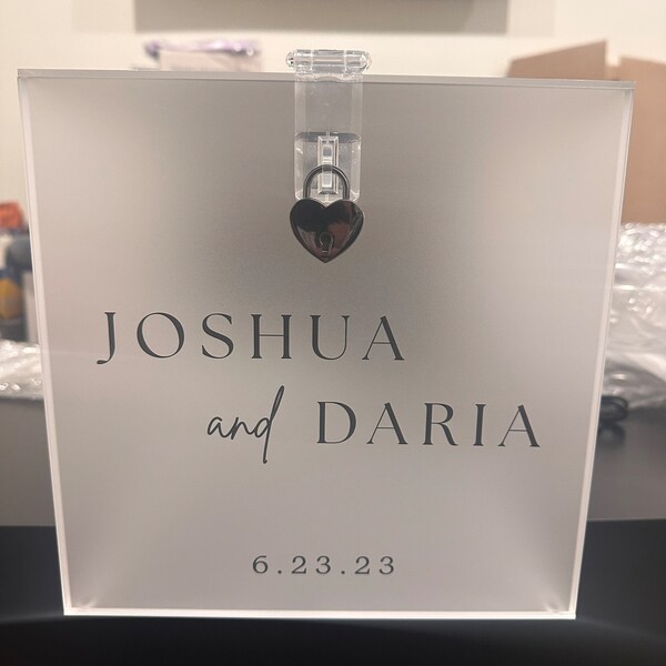 Personalized Name Card Box Wedding Acrylic Card Box With Lock and Key ...
