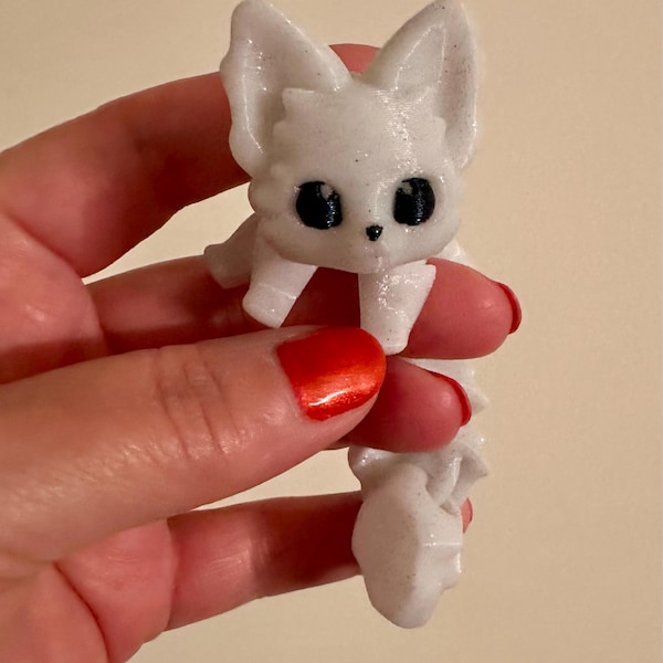 Arctic Flexi Fox, Articulated 3D White Glitter Fox, Fidget Toy, Desk ...