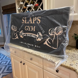 Home Gym Sign No Excuses Custom Name Workout Room Wall Art Cross Fit ...