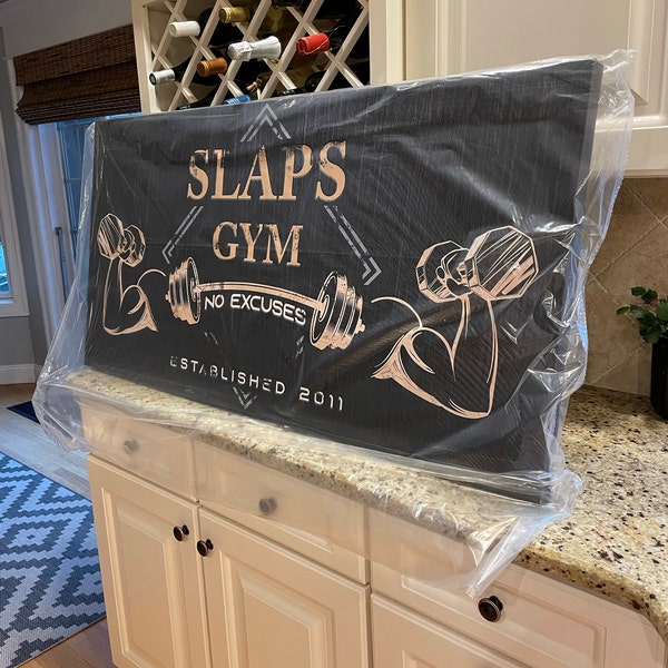 Home Gym Sign No Excuses Custom Name Workout Room Wall Art Cross Fit ...