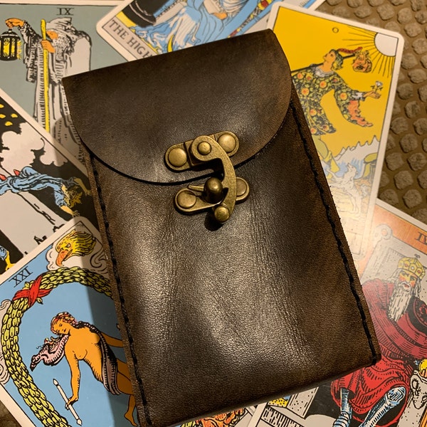 Antique Black Premium Leather Tarot Card Case. Handmade Premium Leather ...