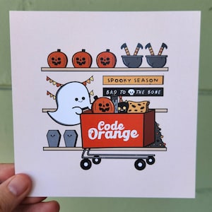 Code Orange Halloween Print Cute Halloween Decor Cute Ghost Print ...