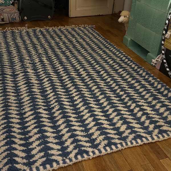 Moroccan Blue Rug - Beni Ourain Rug - Custom Rug - Handmade Rug ...