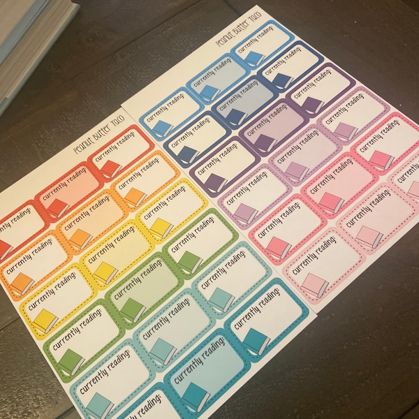 Currently Reading Boxes - Reading Planner Stickers - Book Stickers ...