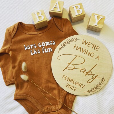 We're Having A Baby Sign Pregnancy Announcement Wooden - Etsy