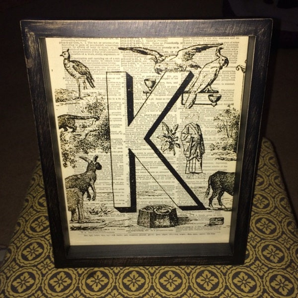 The Letter K Vintage French Alphabet - Shabby Chic Dictionary Page Book ...