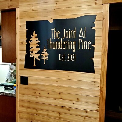 Personalized Metal Cabin Sign Mountain Cabin Established Date Wall Art ...