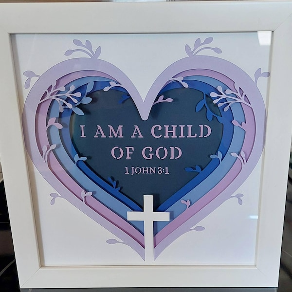 3D Child of God Heart Shadow Box, Christian Shadow Box, Religious Svg ...