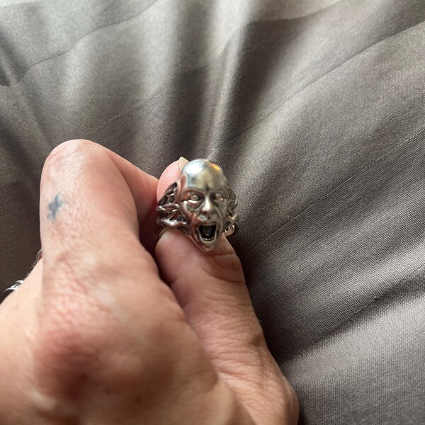 Screaming Face Ring, Face Ring, Scream Ring, Biker Ring, Human Face ...