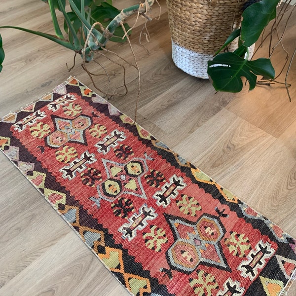 Colorful Runner Rug, Vintage Rag Runner Rug, Scandinavian Rag Rug ...