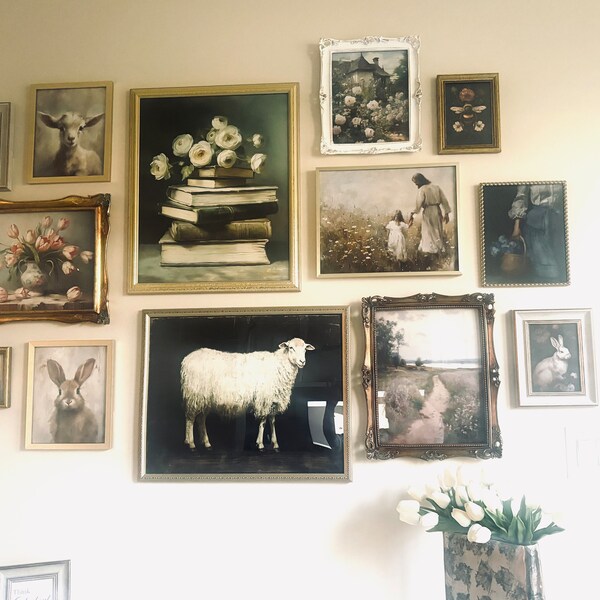 Frame TV Art, Jesus Christ and Little Girl Walking in Flower Field ...