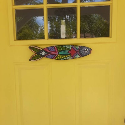 Triple Fish Decor Hanger Wall Hanging Coastal Decor Painted Fish Beach ...
