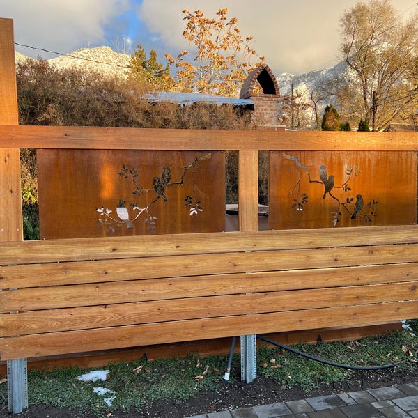 Birds Metal Privacy Screen | Branches & Leaves Metal Wall Art, Bird ...