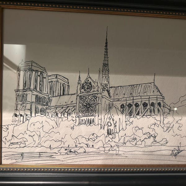 Cathedral of Notre Dame, Paris France (hand Sketch of the Famous ...
