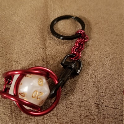 Custom D20 Keychain Black and White Dice Charms - Etsy