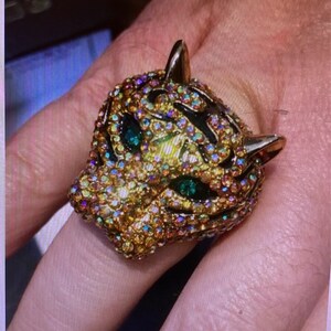 Vintage Panther Bracelet, Panther Bangle, Panther Head Bangle, Animal ...