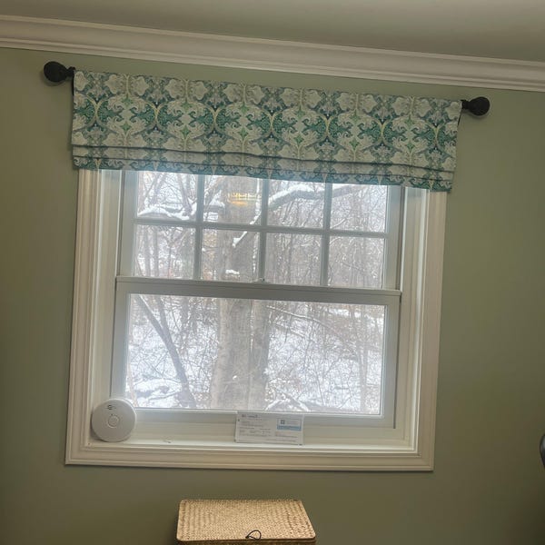 Lined Blue Solid Faux (fake) Roman Shade Window Valance; Custom Window ...