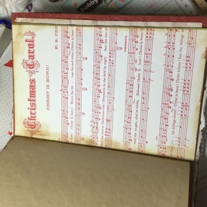 DIGITAL Christmas Music Paper Sheets on Aged or White Background in Red ...