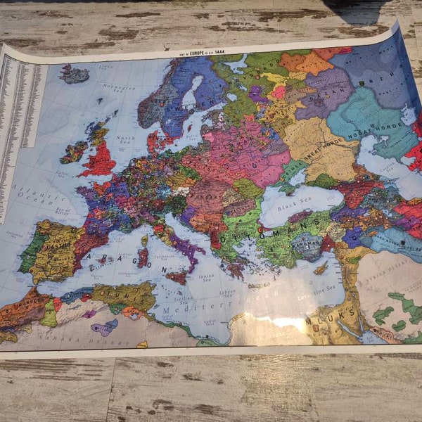 Europe 1444 Old Map - Etsy