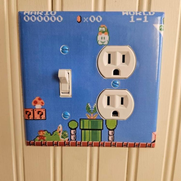Classic Super Mario Bros. Themed Light Switch Cover, Outlet Cover - You ...