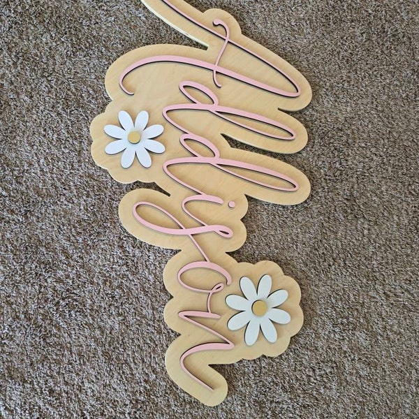 Daisy Name Sign, Nursery Name Sign, Daisy Nursery Decor, Name Sign for ...