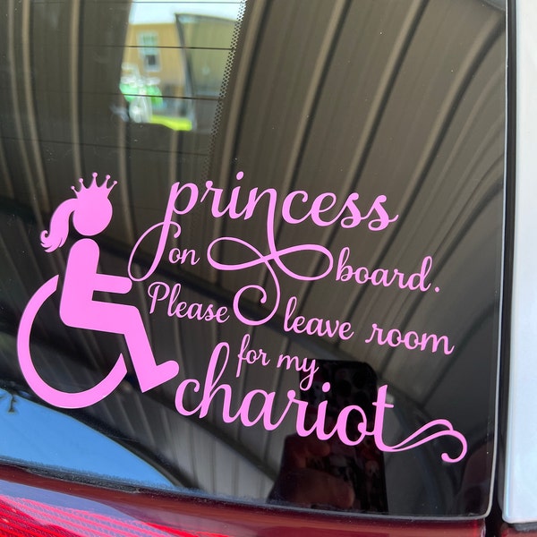 Princess on Board Handicap Vinyl Decal, Princess on Board Decal ...