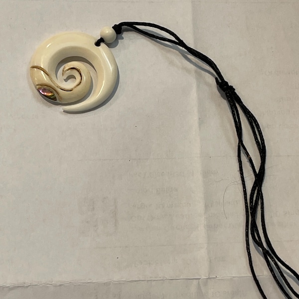 Maori Koru Bone Necklace: Paua Shell Inlay, Bali Carving - Etsy