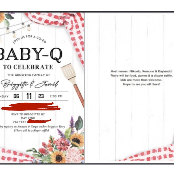 Baby-q Shower Invitation Template, BBQ Baby Shower Invite, Couples Baby ...