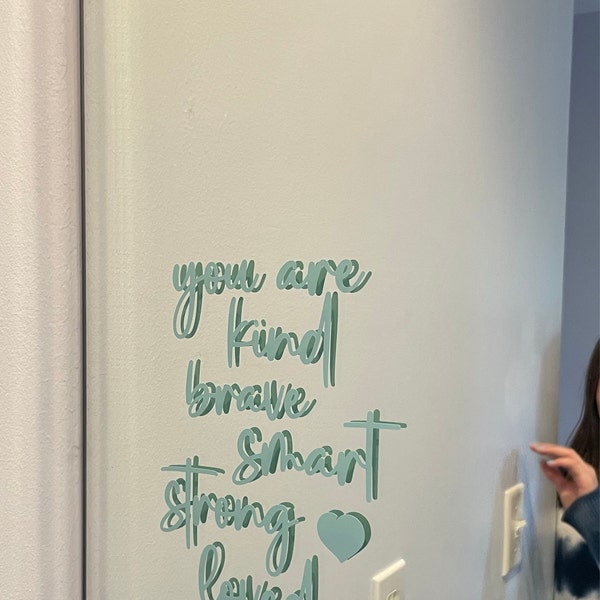 You Are Kind, Brave, Smart, Strong, Loved Vinyl Wall Mirror Decal Self ...