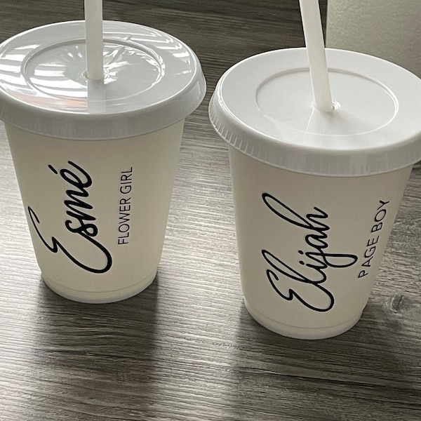 Personalised Page Boy Kids Cold Cup With Straw, Page Boy Gift ...