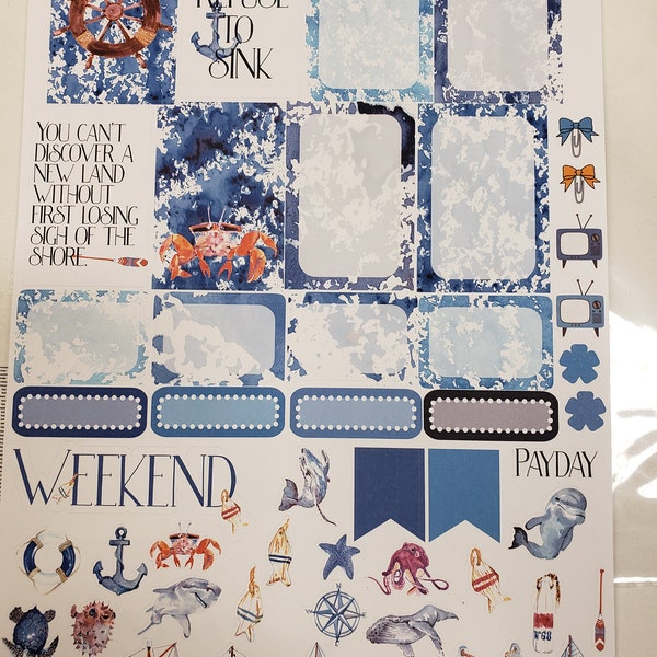 Watercolor Nautical Weekly Planner Sticker Kit - Ocean Planner Kit ...
