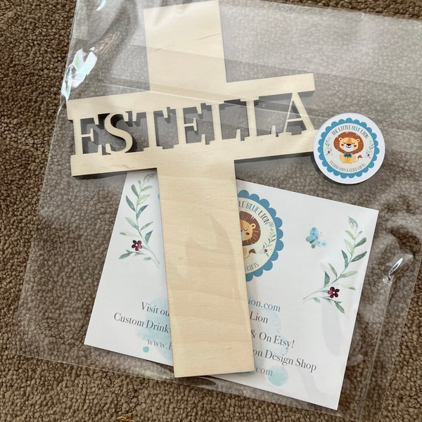 Baptism Gift, Wooden Name Cross, Personalized Cross, First Communion ...