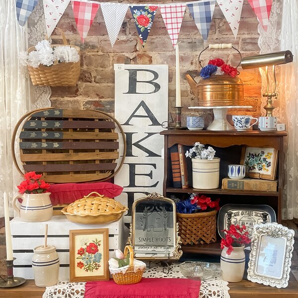 Picnic Gingham Banner, Bunting, Fabric Pennant Floral Garland Flags ...