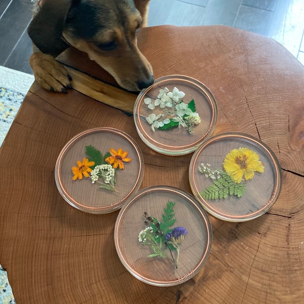 Floral Coasters, Custom Made, Real Flowers, Resin Coasters, Home Decor ...