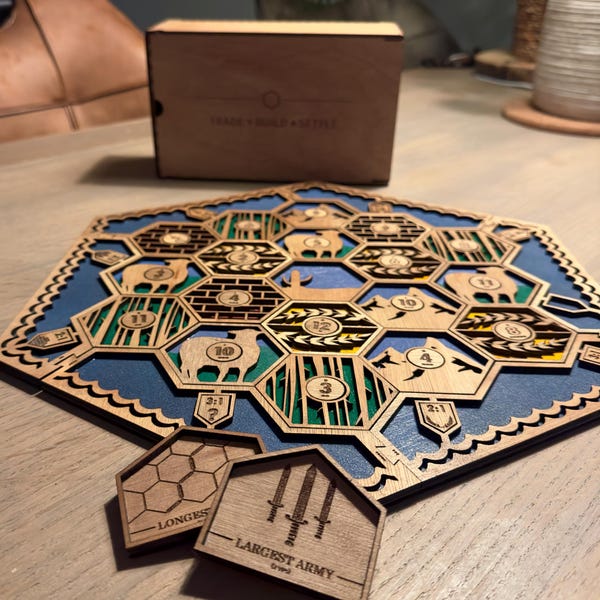 Catan Inspired Boardgame Laser Template And Glowforge File Download Etsy